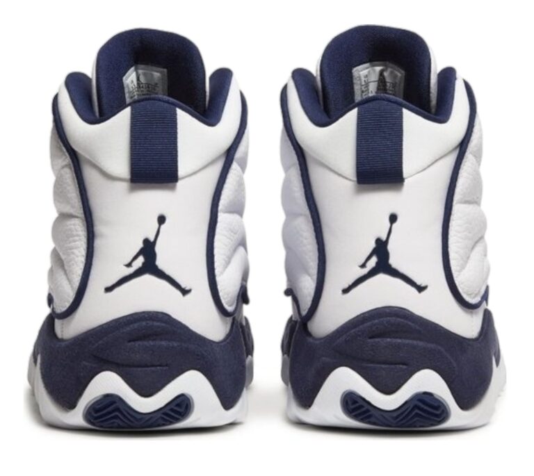 Men's Jordan Pro strong white "Midnight Navy" basketball sneakers ...